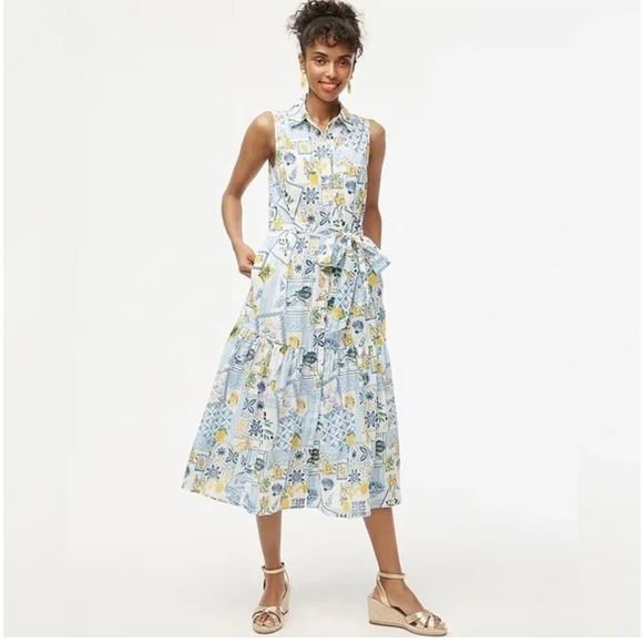 J. Crew | Dresses | J Crew Collared Midi Dress Lemon La Dolce Vita ...